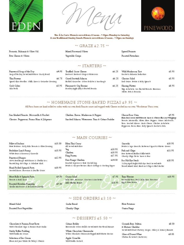 Pinewood Winter Menu 2012 | PDF | Rose | Salad
