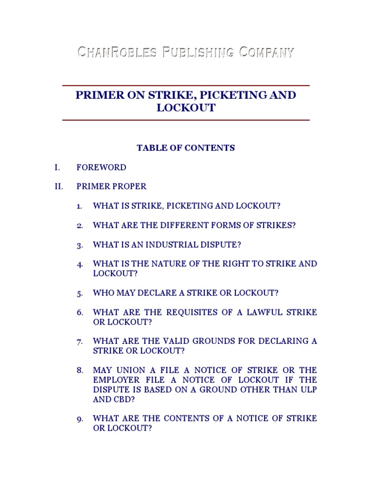 Primer On Strike Picketing and Lockout | PDF | Strike Action | Collective Bargaining
