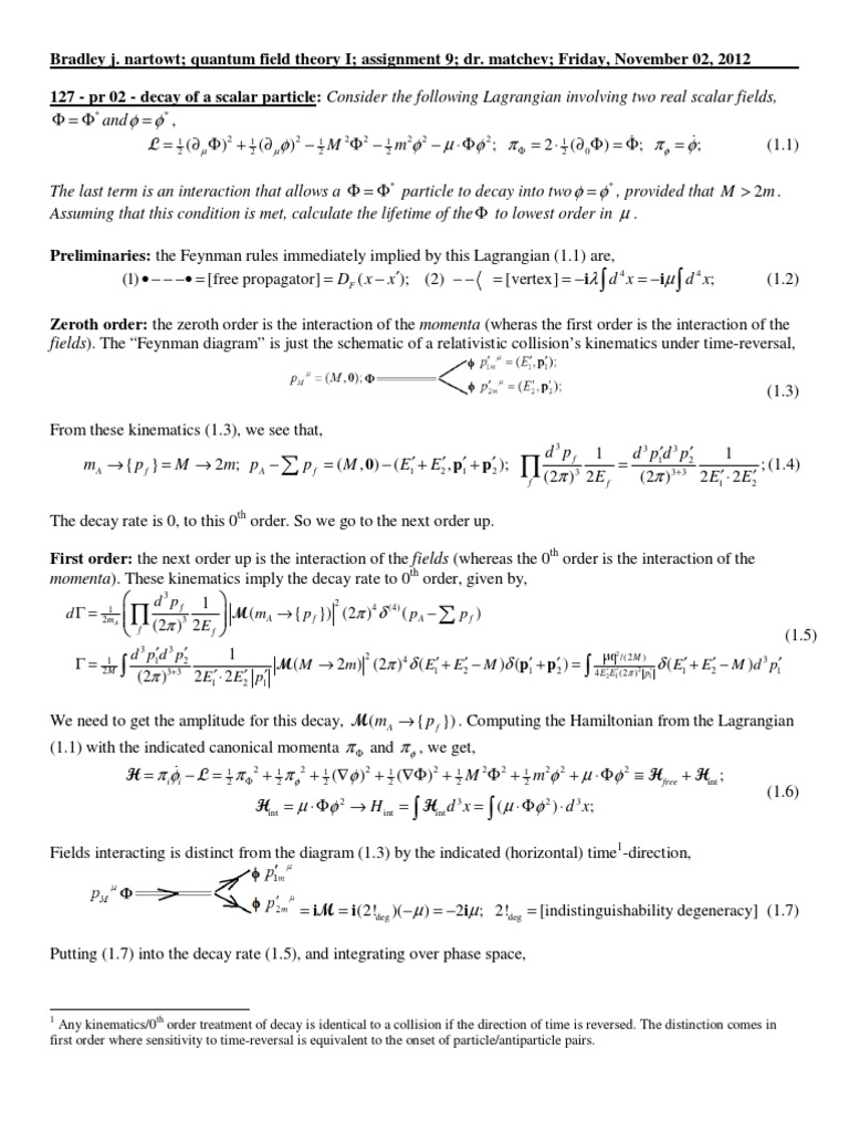 127 - PR 02 - Decay of A Scalar Particle | PDF | Quantum Chromodynamics | Field (Physics)
