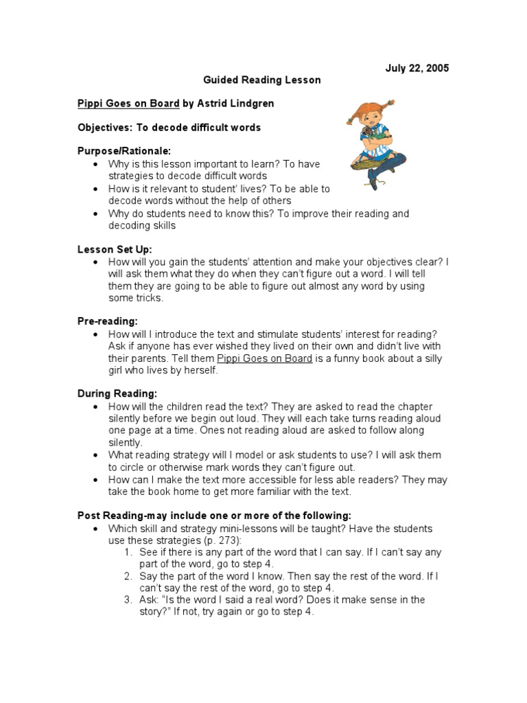 Guided Reading Pipi Longstocking | PDF | Reading (Process) | Applied ...