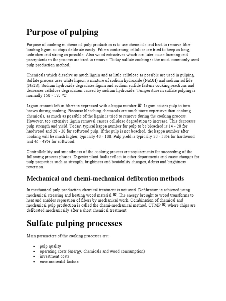 Sulfate Pulping Process Overview | PDF | Pulp (Paper) | Sodium Hydroxide