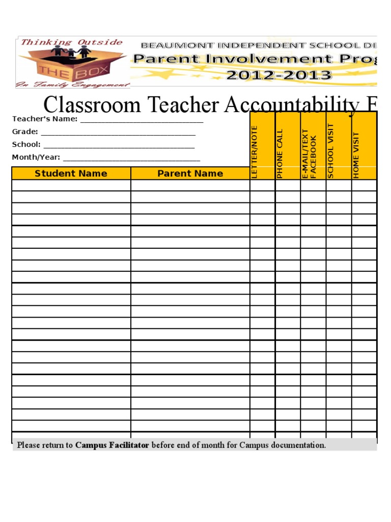 Teacher Accountability Form | PDF