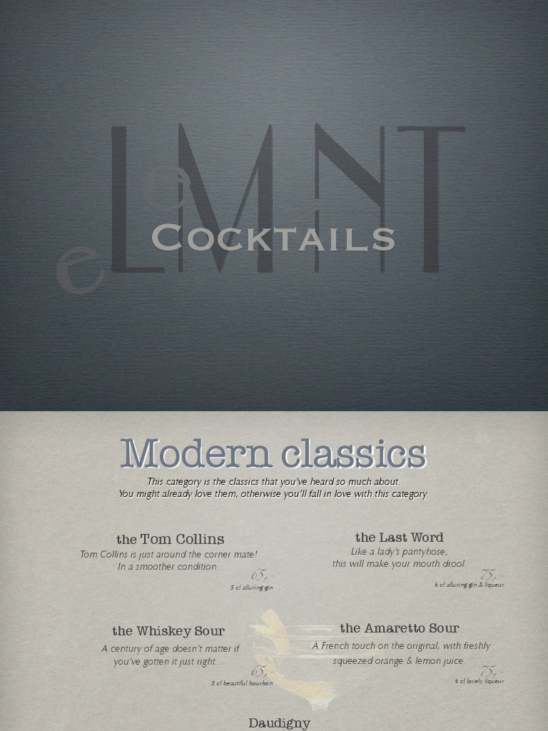 LMNT Cocktails | PDF | Cocktails | Distillation