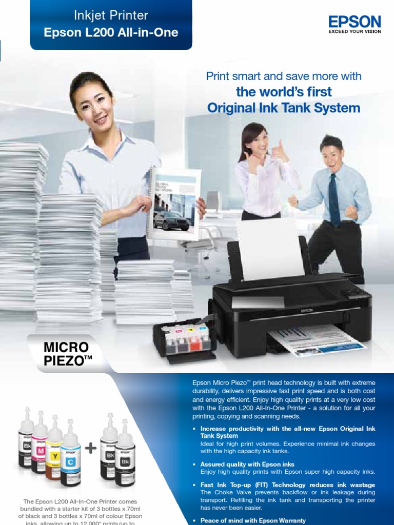 EPSON L200 Brochure | PDF | Printer (Computing) | Image Scanner