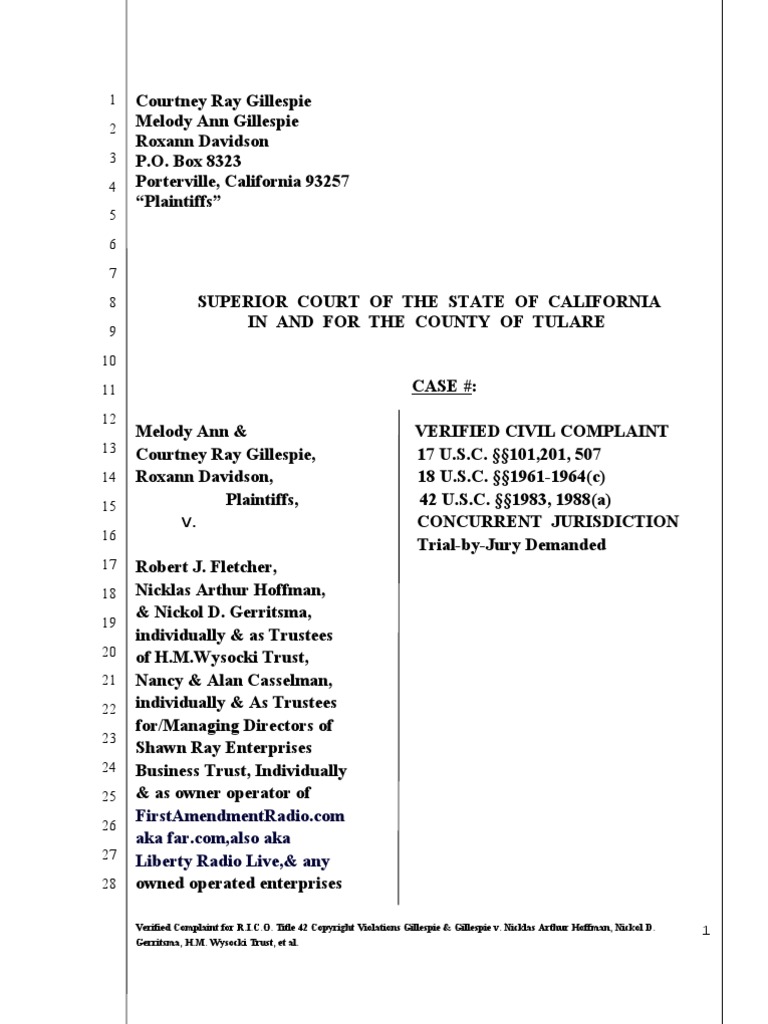 New State Title 17,18,42 Law Suit MG CG | PDF | Racketeer Influenced ...