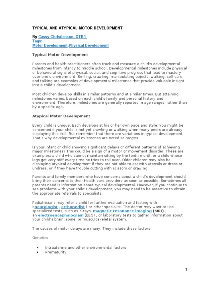 Typical and Atypical Motor Development | PDF | Child Development ...