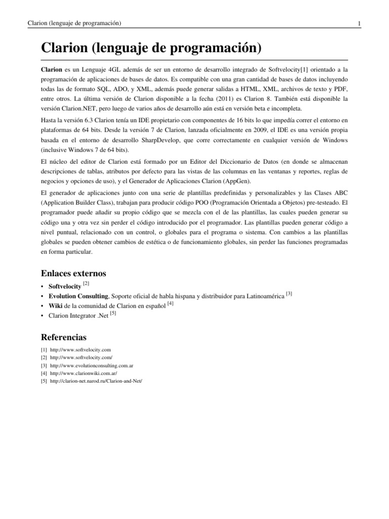 Clarion - Lenguaje de Programacion (Wikipedia) | PDF | Ingeniería ...
