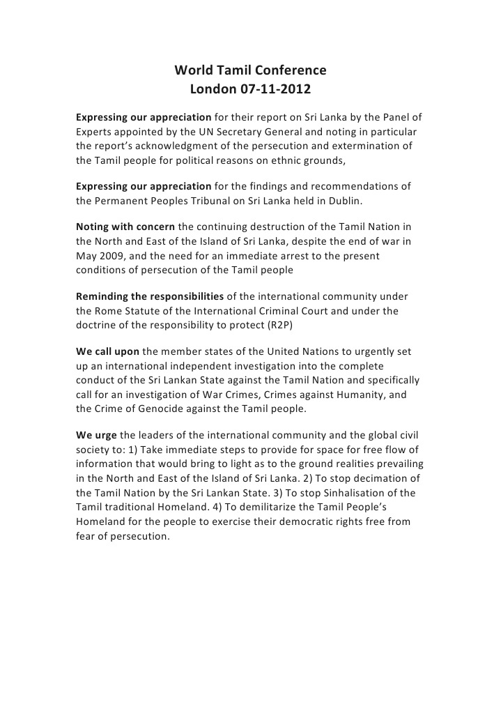 World Tamil Conference | PDF | Asia | Sri Lanka