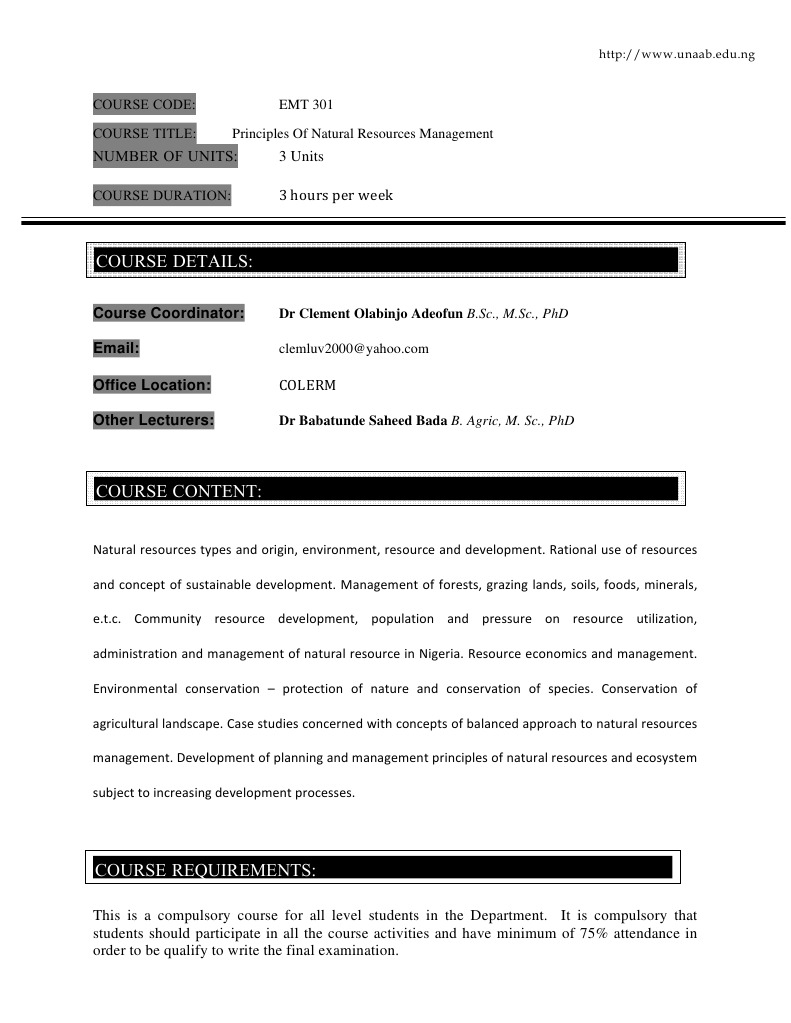 Principles of Natural Resources Management | PDF | Sustainability ...