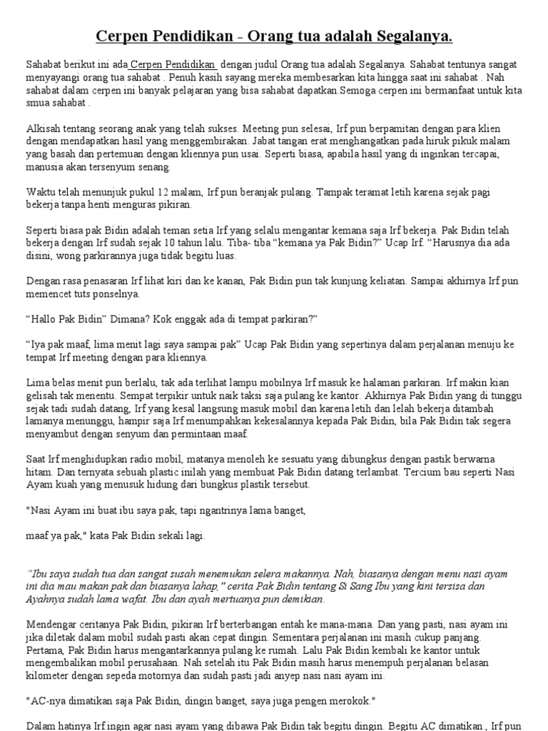 Cerpen Pendidikan | PDF
