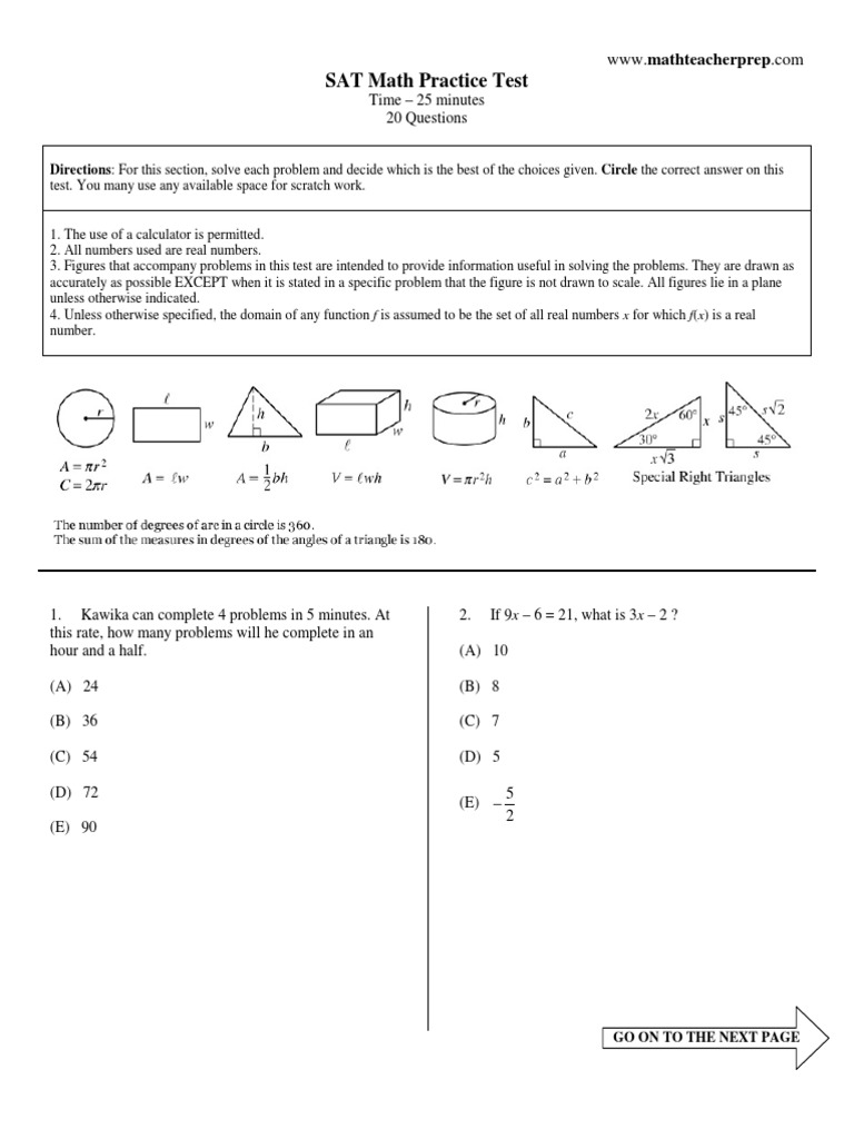 SAT Math | PDF | Sat | Mathematical Concepts