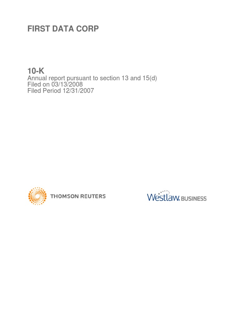 First Data Annual Report 2008 | PDF | Debit Card | Stored Value Card