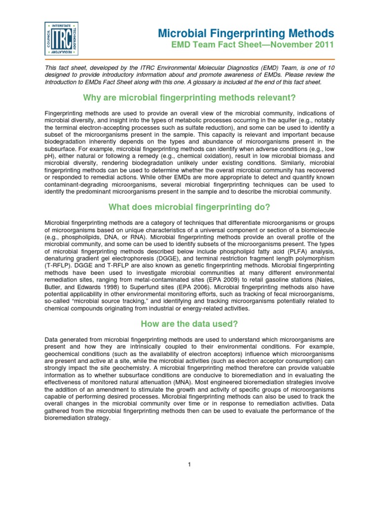 Microbial Fingerprinting Fact Sheet | PDF | Polymerase Chain Reaction ...