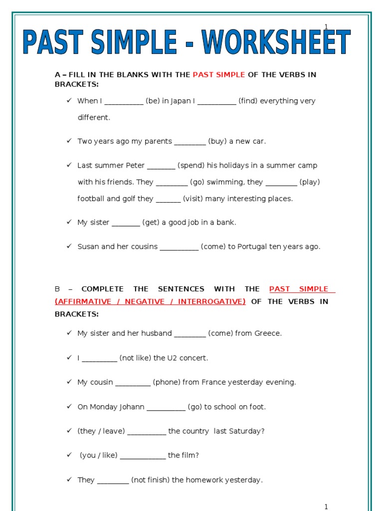 Past Simple Worksheet | PDF