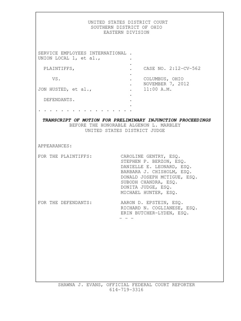 Ohio Provisional Ballot Hearing | PDF | Opinion Poll | Decree