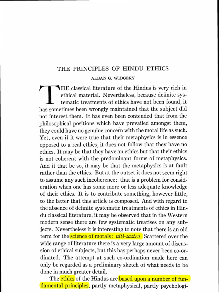 The Principles of Hindu Ethics | PDF | Moksha | Kama