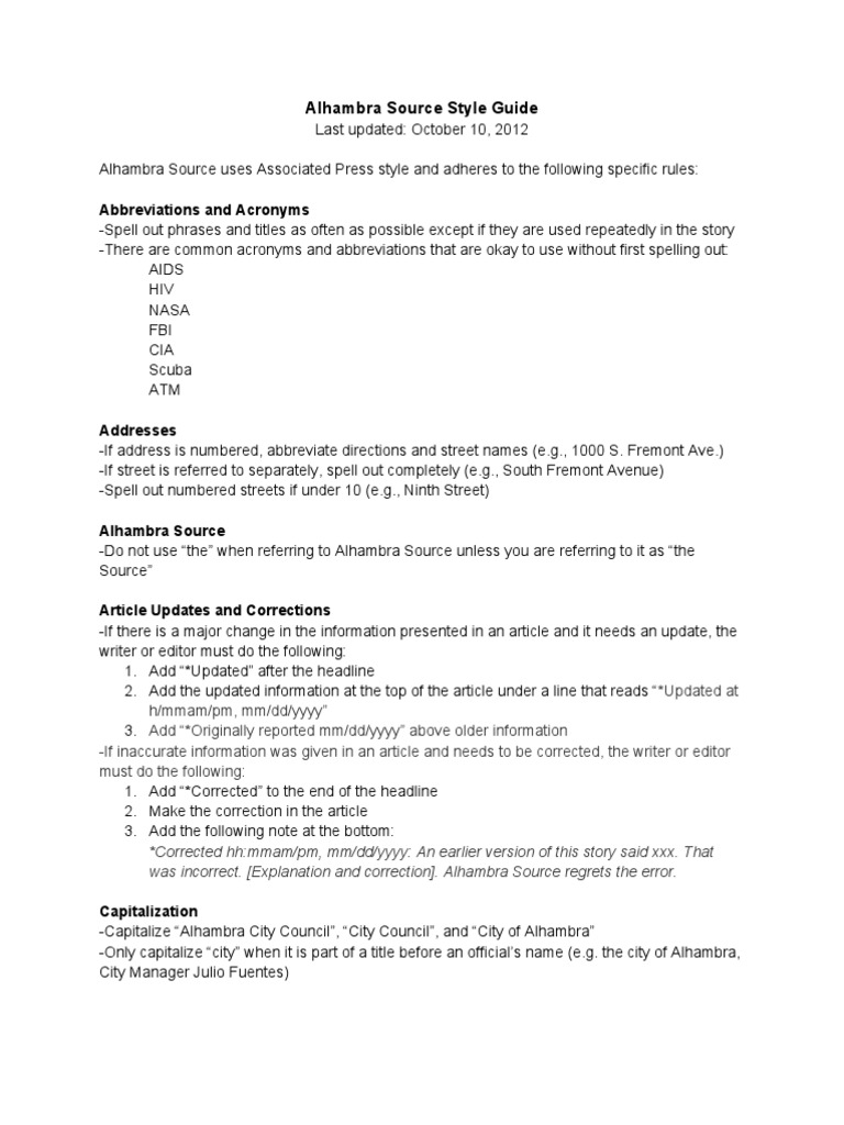 Alhambra Source Style Guide: Abbreviations and Acronyms | PDF | Acronym ...