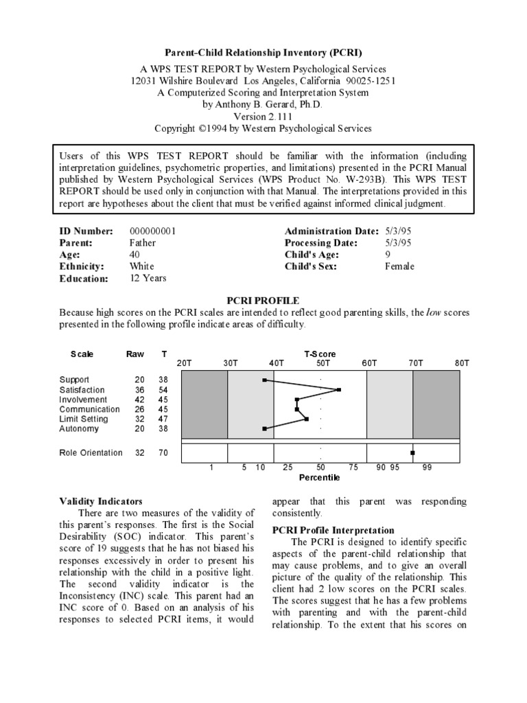 Parent-Child Relationship Inventory Report | PDF | Business | Foreign ...