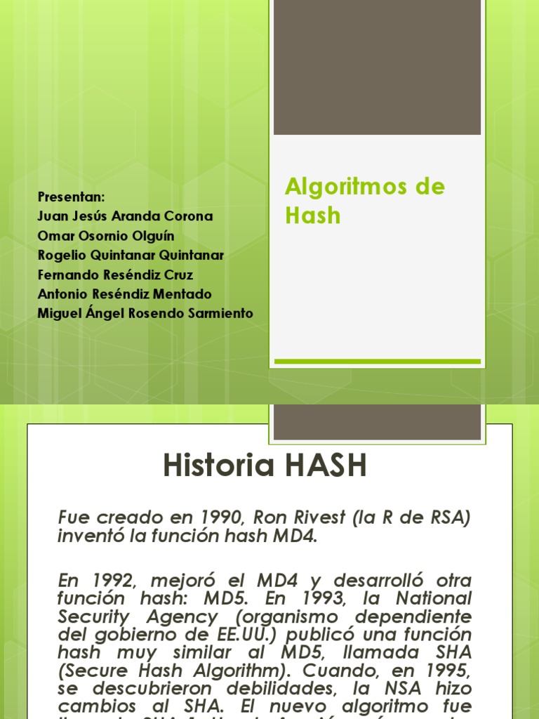 Hash | PDF | Transmisión de datos | Áreas de informática
