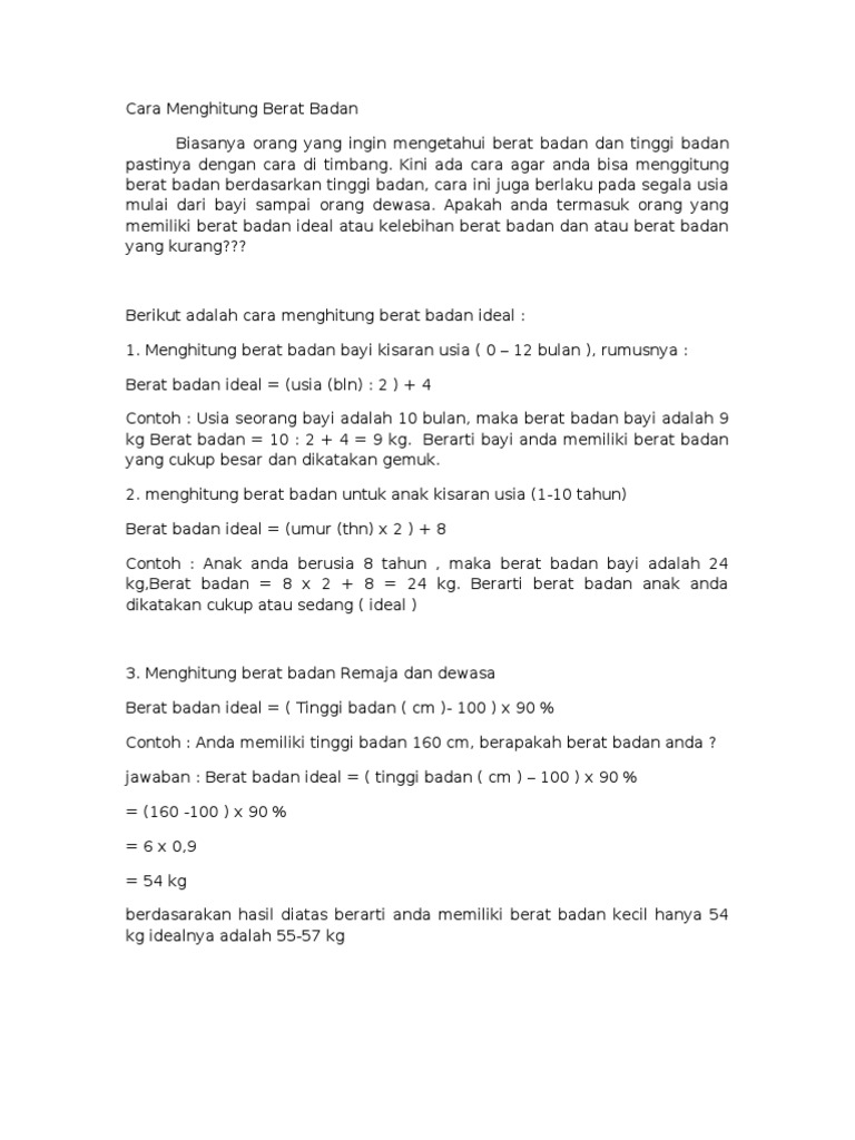 Rumus Menghitung Berat Badan | PDF | Gaya Hidup