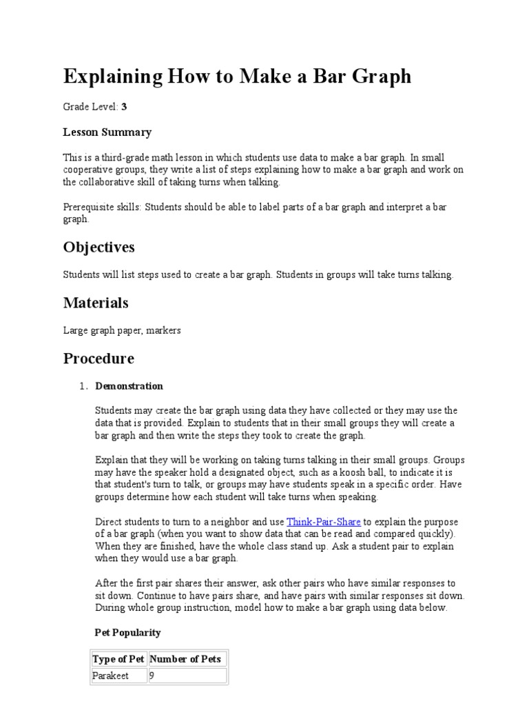 Explaining How To Make A Bar Graph | PDF | Pet | Pedagogy