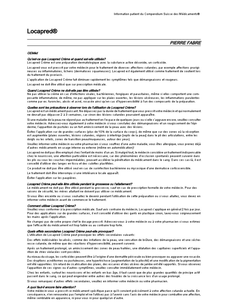 Patienteninfo LOCAPRED Franz 0710 | PDF | Peau | Médicament