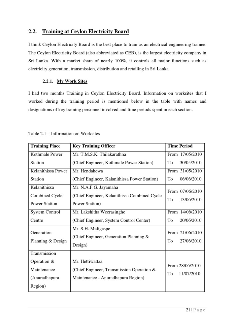 Industrial Training Report-CEB | PDF | Electrical Substation | Electric ...