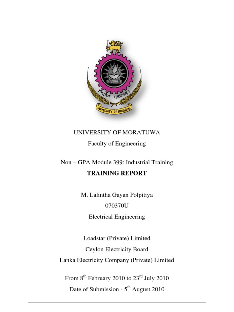 Industrial Training Report-Cover Page | PDF