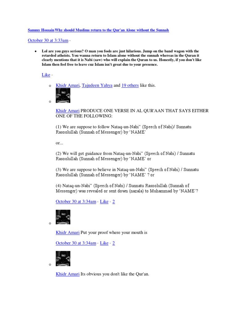 Mufti Taha Khan VS Khidr Amari Debate About Quran and Sunnah | PDF | Prophets And Messengers In ...