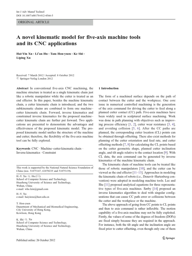 A Novel Kinematic Model For Five-Axis Machine Tools and Its CNC ...