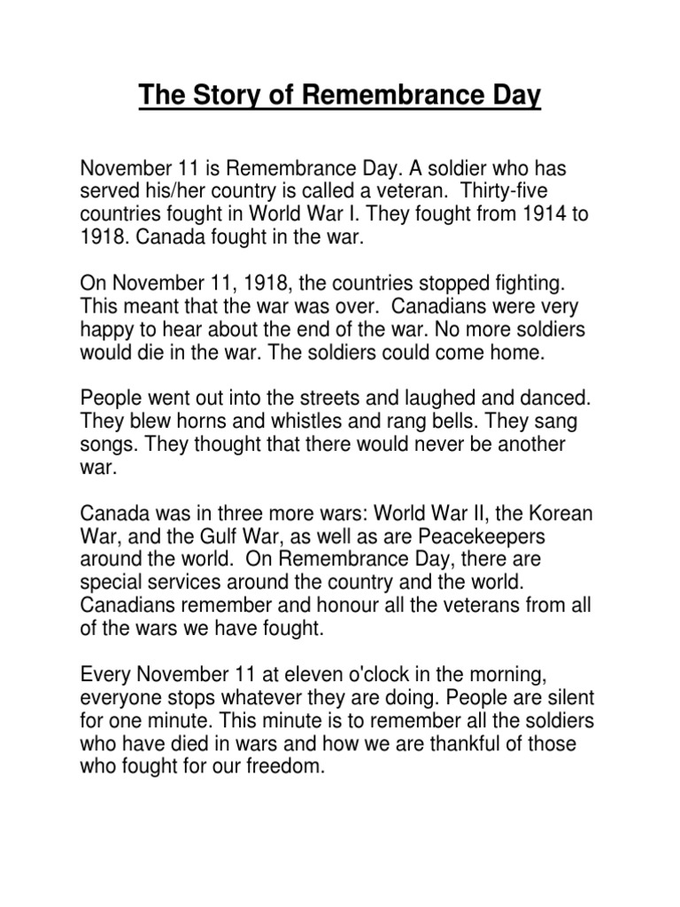 The Story of Remembrance Day | PDF