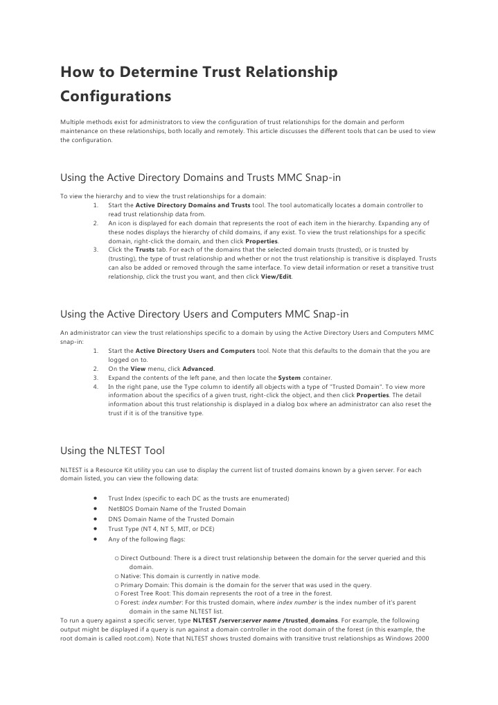 Trust Relationship Configuration Guide | PDF | Active Directory ...