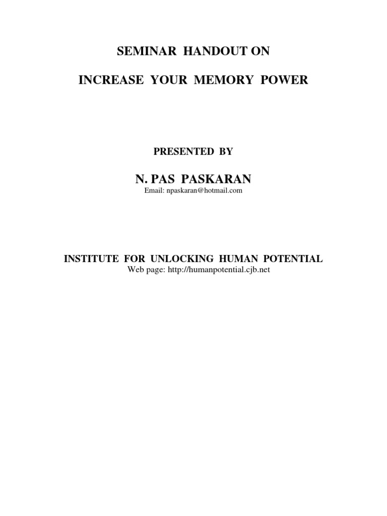 Improve Memory Handout | PDF