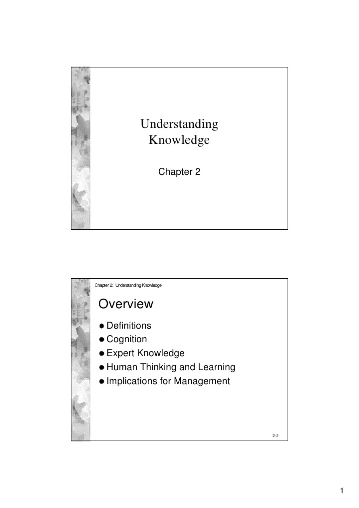 1 Understanding Knowledge Chapter 2 | PDF | Expert | Reason