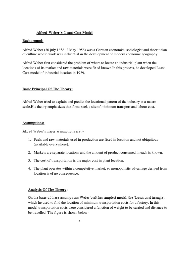 Alfred Weber's Least-Cost Model | PDF | Economics | Economies