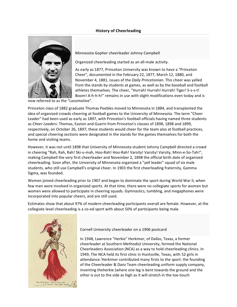 History of Cheerleading | PDF | Cheerleading | Sports