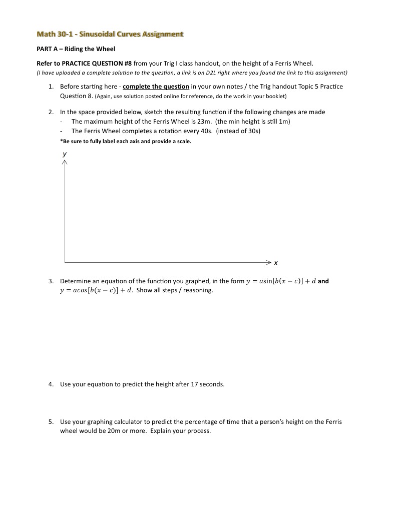 Sinusoidal Curves Assignment | PDF | Sine | Function (Mathematics)