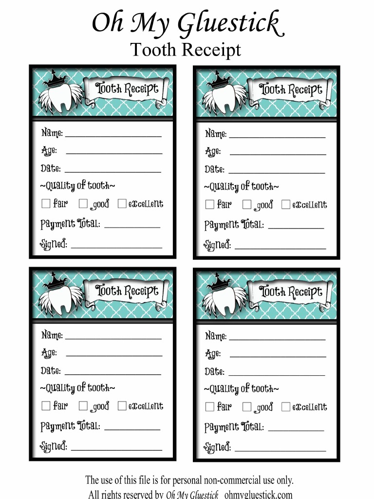 Tooth Receipt Pack | PDF