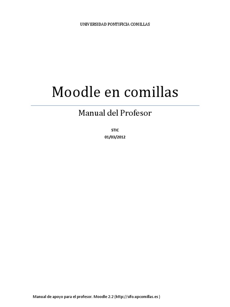 Manual del Profesor: Moodle Comillas | PDF | Moodle | Cuestionario