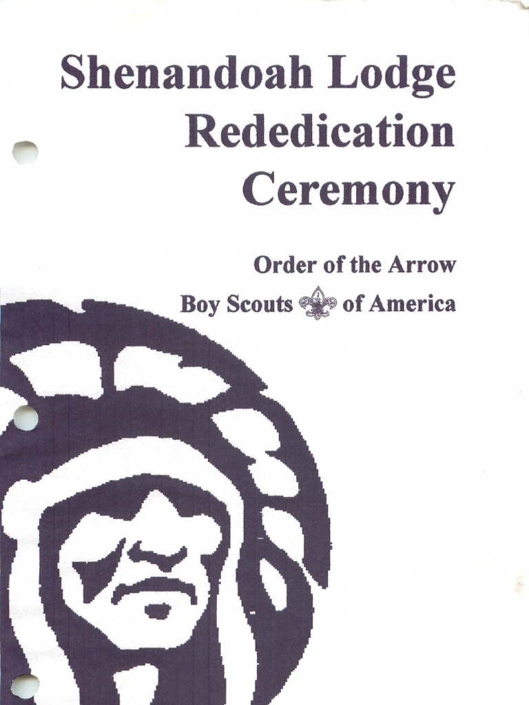 1990 Rededication Ceremony Booklet For Shenandoah Lodge #258, Order of The Arrow | PDF