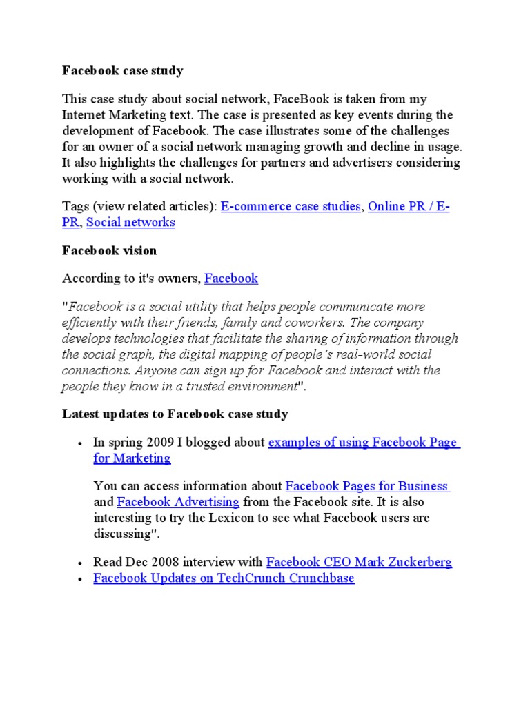Case6-Facebook Case Study | PDF | Facebook | Social Networking Service