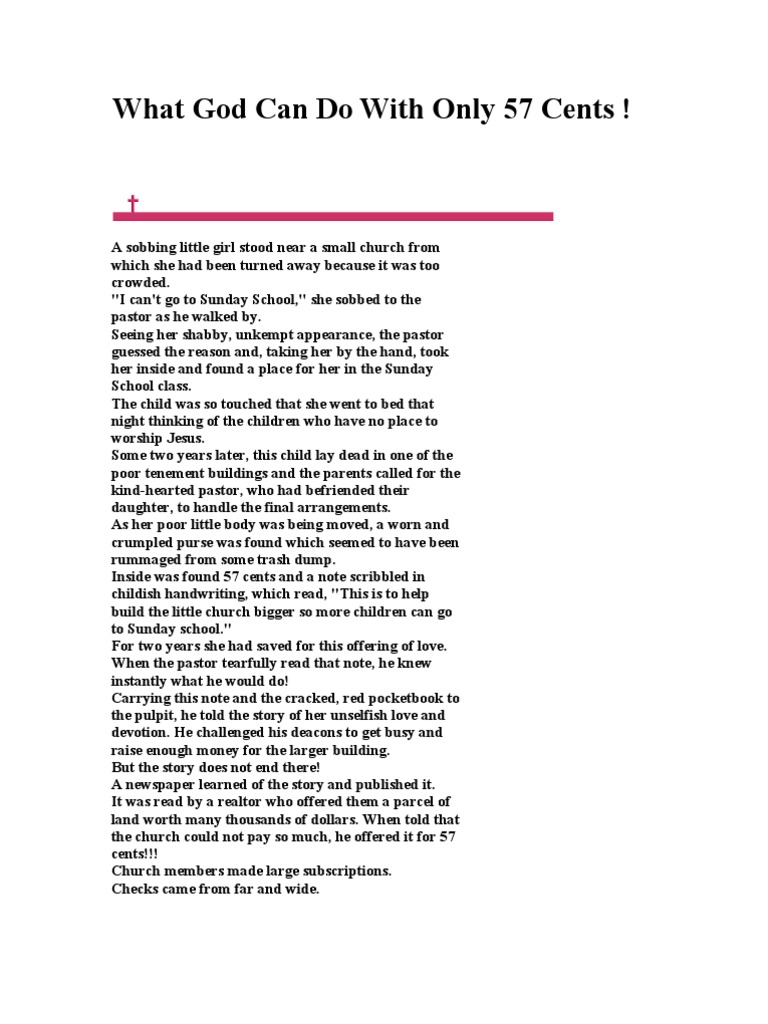 What God Can Do With Only 57 Cents | PDF | Sunday School