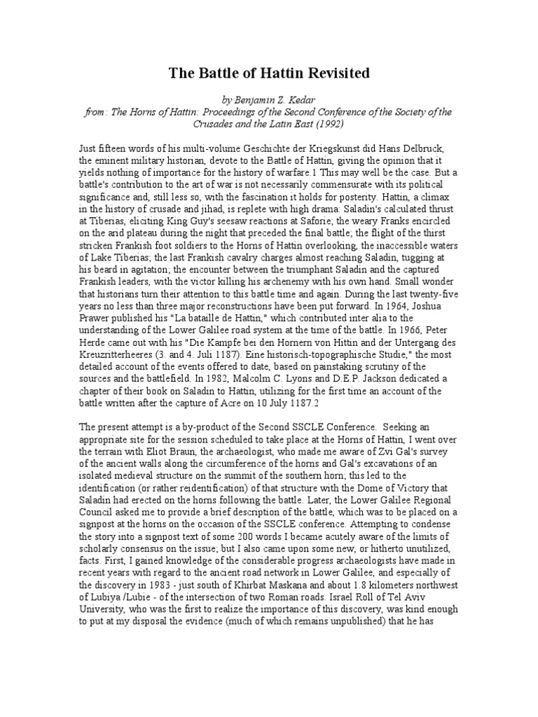 The Battle of Hattin Revisited | PDF | Saladin | Franks