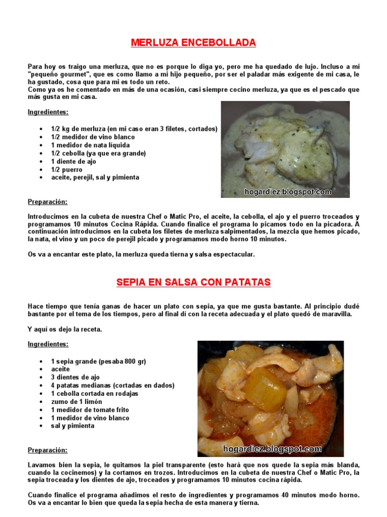 Recetas Chef o Matic Pro | PDF | Caldo | Pimenton