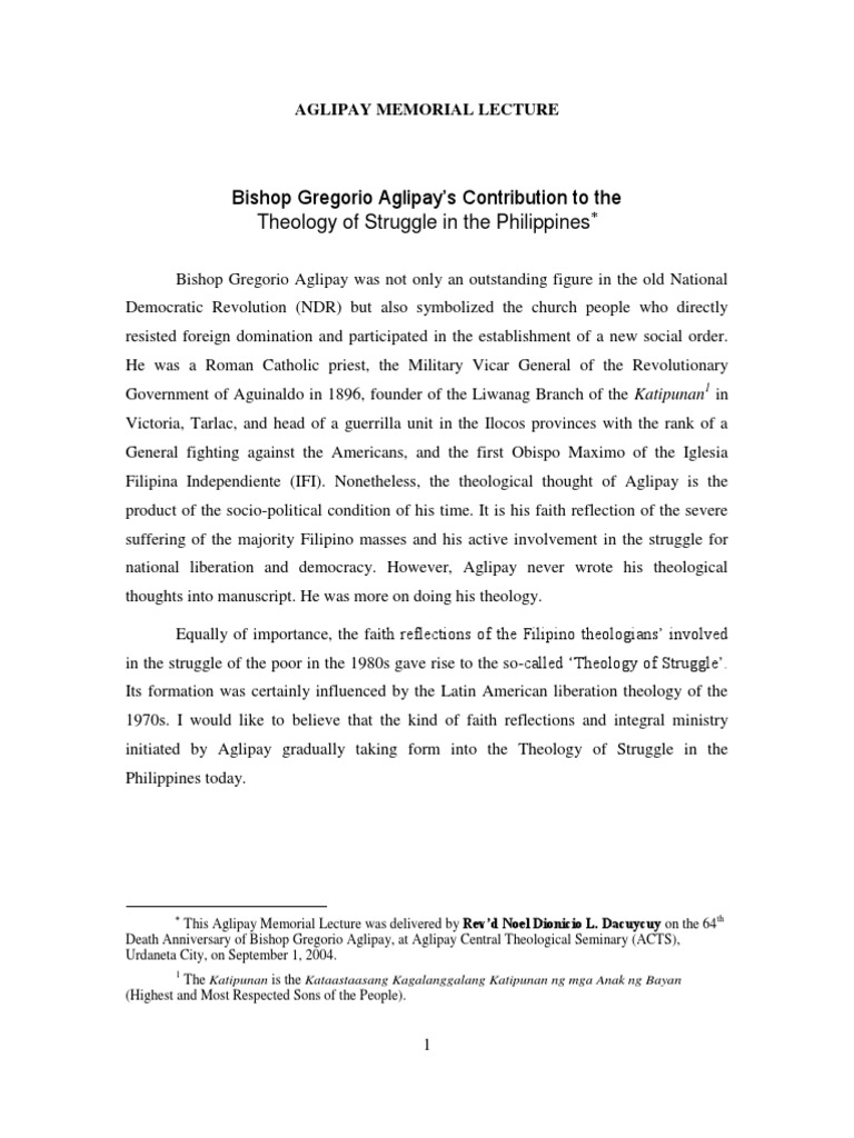 Aglipay's Theology of Struggle in the IFI | PDF | Liberty | Communism