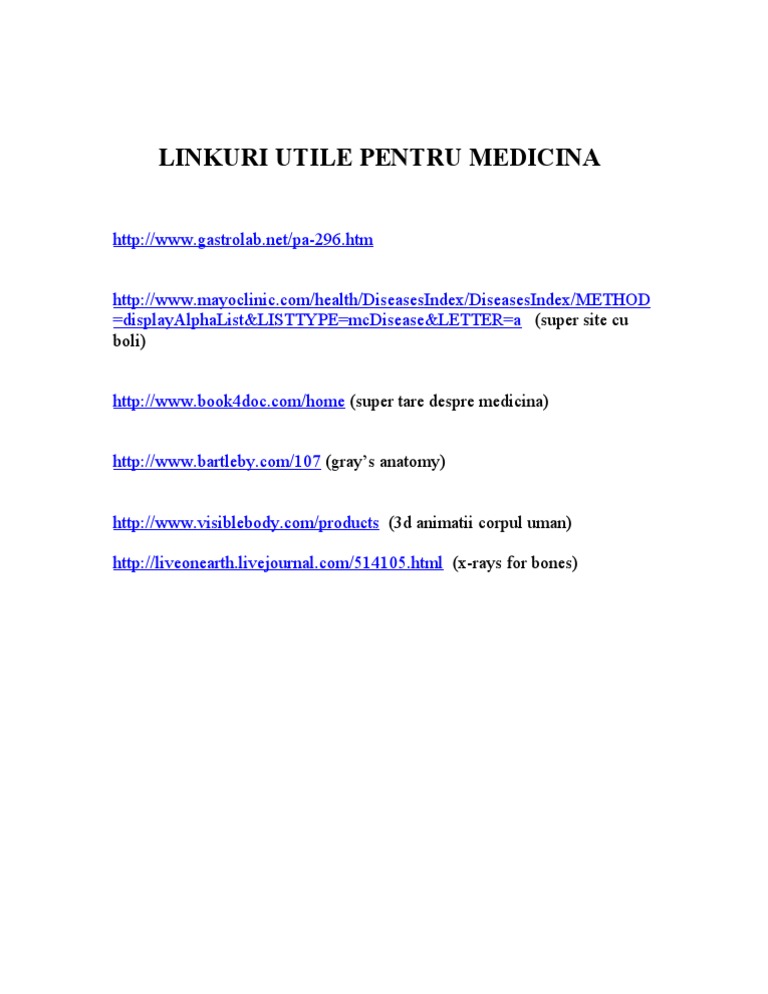 Linkuri Utile Pentru Medicina | PDF | Self-Improvement | Science & Mathematics