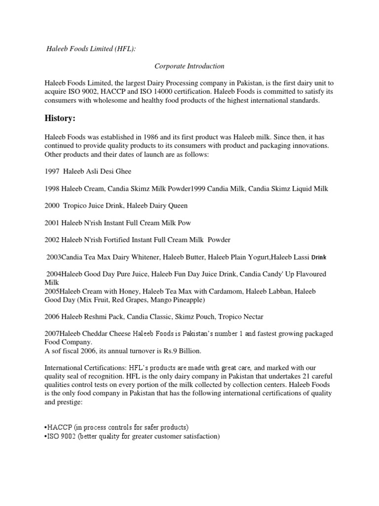 Haleeb Foods LTD | PDF | Dairy | Milk