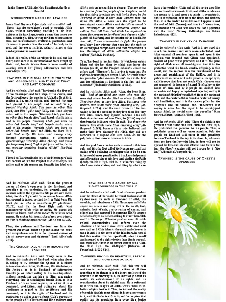 Importance of Tawheed in Islam | PDF | Tawhid | Prophets And Messengers ...