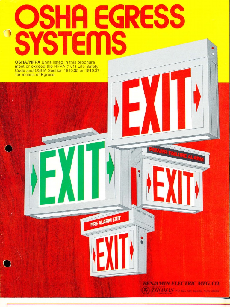 Benjamin Lighting OSHA Egress Systems Brochure 1975 | Download Free PDF ...