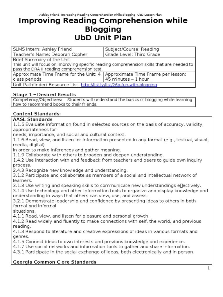 Blogging for Reading Comprehension | PDF | Reading Comprehension ...